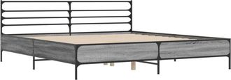 vidaXL Bettgestell Grau Sonoma 200x200 cm Holzwerkstoff und Metall Vidaxl