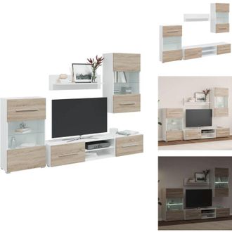 vidaXL Vidaxl - 5-tlg. Wohnwand mit LED-Beleuchtung Sonoma-Eiche Holzwerkstoff - Wohnwand Mit Stauraum - TV-M&ouml;bel Mit Stauraum - TV-M&ouml;bel - Schrankwand
