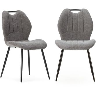 Calicosy Calicosy - Lot de 4 chaises en tissu avec pieds en m&eacute;tal noir L48 cm - muli