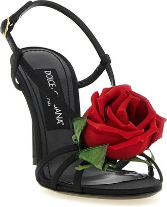 Dolce & Gabbana Three-Dimensional Rose Embellishment Heels - Black
