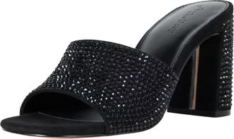 The Drop Pantoletten für Damen, Pattie Hoher Blockabsatz, Schwarzer Strass, 38 EU