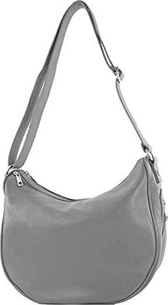 modamoda.de T222 Sac à bandoulière en cuir pour femme fabriqué à la main en Italie, gris graphite, m
