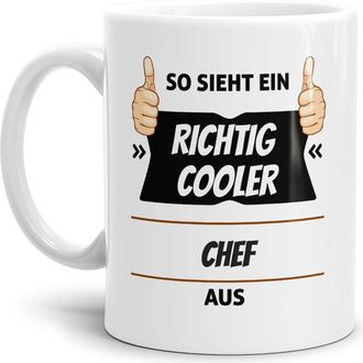 Tassendruck Berufe-Tasse so Sieht EIN Richtig Cooler Chef aus Weiss/Job/mit Spruch/Kollegen/Arbeit/Geschenk-Idee/Büro
