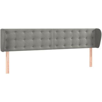 vidaXL Kopfteil mit Ohren Hellgrau 203x23x78/88 cm Samt Vidaxl