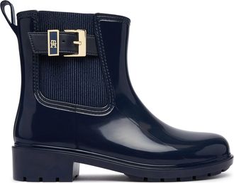 Tommy Hilfiger Gummistiefel Tommy Hilfiger Th Buckle Glossy Ankle Rain Boot FW0FW09543 Dunkelblau