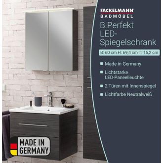 Fackelmann led Spiegelschrank b.perfekt / Badschrank mit Soft-Close-System / Ma&szlig;e (b x h x t): ca. 60 x 69 x 15 cm / hochwertiger Schrank mit