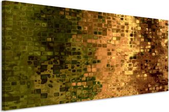 Paul Sinus Art 150x50cm Leinwandbild auf Keilrahmen Hintergrund Kunst abstrakt Pixel gr&uuml;n braun gelb Wandbild auf Leinwand als Panorama