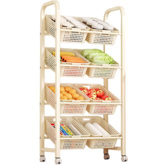 Generic Rollwagen Rahmen Aus Kohlenstoffstahl Herausnehmbarer Hohlkorb K&uuml;chenaufbewahrungs-Organizer K&uuml;chenwagen f&uuml;r Die K&uuml;che, W&auml;scherei und Enge Stellen(55 