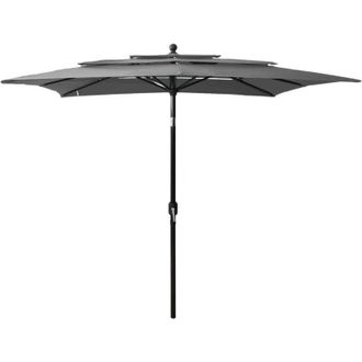 vidaXL Parasol de jardin &agrave; 3 niveaux avec m&acirc;t en aluminium anthracite vidaXL