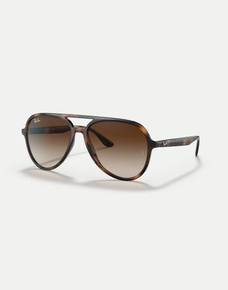 Ray-Ban Rb4376 - Lunettes de soleil pilote &agrave; verres marron - Havane
