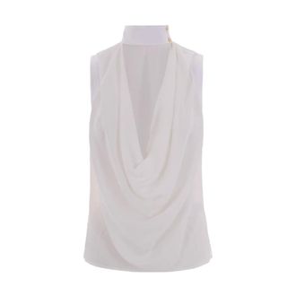 Elisabetta Franchi Femme, Tops, Blanc, Taille: 38 FR Haut sans Manches &agrave; Col Montant