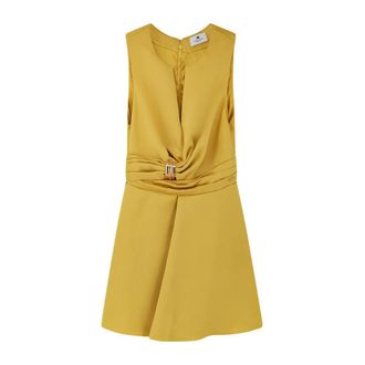 Elisabetta Franchi Duchesse-Satinkleid mit Schmuckdetail - - Dresses - Damen - Gelb - L