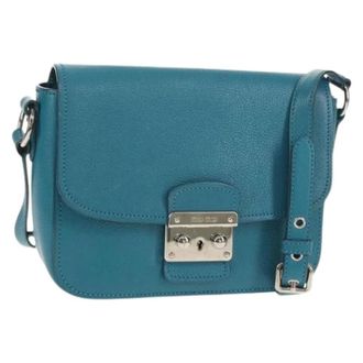 Miu Miu Sac Bandouli&egrave;re en Cuir Pre-owned - Femme - Pre-owned - Bleu - Taille: ONE Size