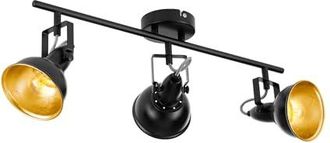 Eglo Deckenstrahler Thornton, Deckenlampe mit 3 Spots, Vintage Deckenleuchte Wohnzimmer, Retro Lampe Decke, Wohnzimmerlampe aus Metall in Schwarz Gold, E14