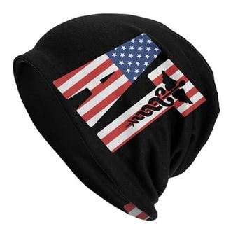 Generic Bonnet Tricoté Entraîneur Sportif Fier du Drapeau Américain Léger Beanie Tricoté Respirant Tricot Casquette pour Femme Hiver Ski
