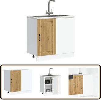 vidaXL Spülenunterschrank Lucca Artisan-Eiche Holzwerkstoff - Vidaxl