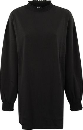 Random Identities robe longue à col volanté - Noir