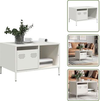 vidaXL Couchtisch Wei&szlig; 68,5x50x43,5 cm Kaltgewalzter Stahl - Couchtisch - Couchtische - Beistelltisch - Sofatisch