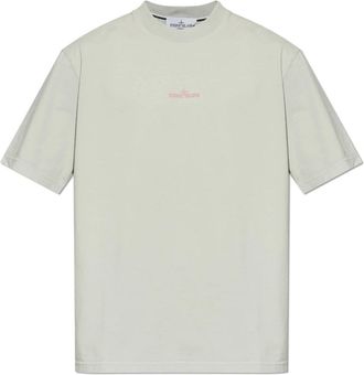 Stone Island Homme, Tops, Gris, Taille: L T-Shirt Avec Logo Imprim&eacute;