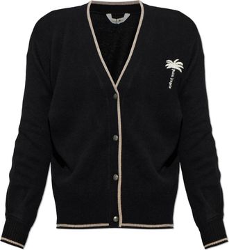 Palm Angels Woll Cardigan mit gesticktem Logo - - Knitwear - Herren - Schwarzk - XS