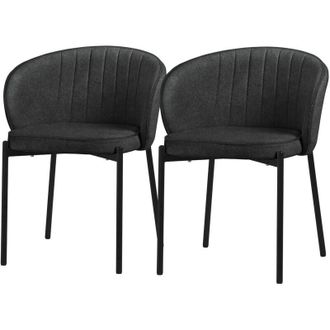 ML Design ML-Design Esszimmerst&uuml;hle 2er Set Anthrazit, K&uuml;chenst&uuml;hle mit Stoffbezug & Stahlbeinen, Wohnzimmerstuhl mit R&uuml;ckenlehne, Polsterst&uuml;hle f&uuml;r Esszimmer
