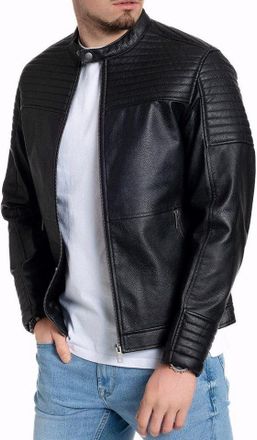 Jack & Jones Lederjacke stilvolle Bikerjacke aus Kunstleder Zeitlose Kunstlederjacke f&uuml;r die &Uuml;bergangsjahreszeit