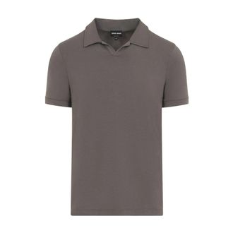 Giorgio Armani ASV Stretch Viskose Poloshirt - - Tops - Herren - Grau - M