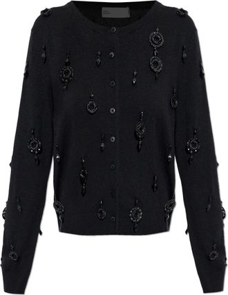 Tory Burch Femme, Pulls, Noir, Taille: 42 FR Cardigan en laine orn&eacute;