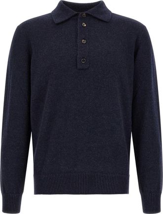 Ermenegildo Zegna Polo en Laine et Cachemire - Homme - Tops - Bleu - Taille: 2XL