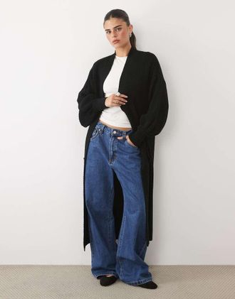 Missy Empire Oversize-Maxicardigan mit Ballon&auml;rmeln in Schwarz