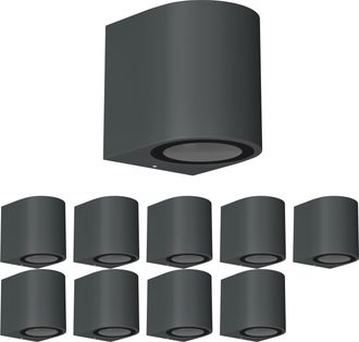 LEDs Com 10 St&uuml;ck Wandleuchte ALSE f&uuml;r au&szlig;en, IP54, Downlight, anthrazit matt, rund, 1x GU10 max. 35W