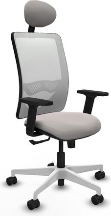 Piqueras y Crespo Moderner wei&szlig;er Schreibtischstuhl Zulema mit 2D-Armlehnen, h&ouml;henverstellbarer Lendenwirbelst&uuml;tze und festem Kopfteil, ausgestattet mit 3 Positionen un