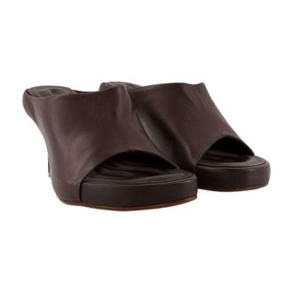 Jacquemus Womens Nuvola Mules Brown Leather Shoes