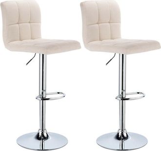 Woltu Stilvoller Barhocker 2er-Set Designer Barstuhl Hocker Tresenhocker aus Leinen & Metallbeinen cremeweiß - Woltu