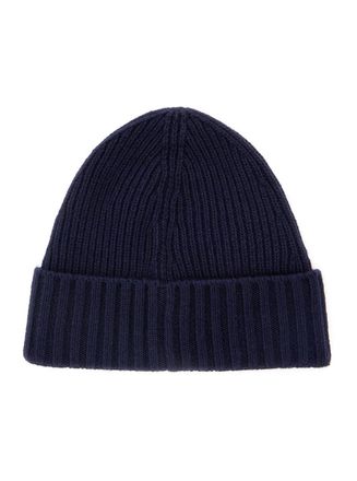 Stone Island Boys Blue Beanie With Logo Patch Virgin Wool Hat
