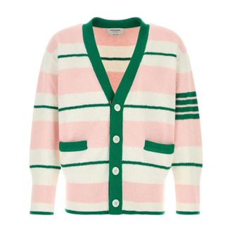 Thom Browne Homme, Pulls, Multicolore, Taille: S Gilet de Cardigan Point de bl&eacute; &agrave; 4-Barres