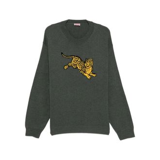 Kenzo Jumping Tiger Rundhals-Pullover - - Knitwear - Herren - Gr&uuml;n - XL