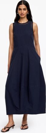 Arket Kleid Mit Seidenorganzabesatz -Blau
