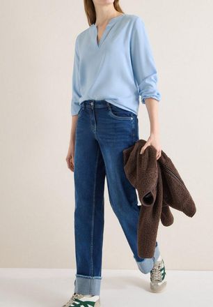 Cecil Langarmbluse mit geschlitztem Rundhalsausschnitt