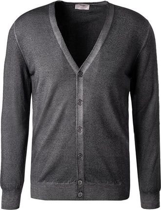 Gran Sasso Herren Cardigan grau Merinowolle unifarben