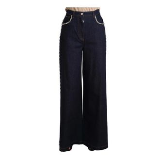 Dolce & Gabbana Dunkelblaue Kristallverzierte Flare Jeans - - Jeans - Damen - Blau - XL
