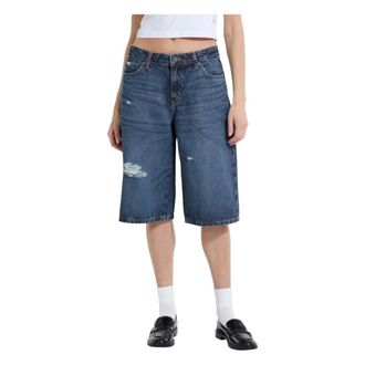 Guess Femme, Shorts, Bleu, Taille: W26 Baggy Denim Shorts