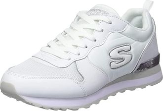 Skechers Damen Og 85 Goldn Gurl Sportliche Schnürsenkel, White Leather/Mesh/Nylon/Silver Trim, 38 EU