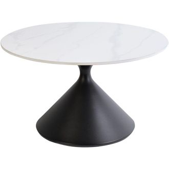 Beliani Beliani - Couchtisch Wei&szlig; / Schwarz Sinterstein &oslash; 72 cm Rund Modernes Design Metallgestell Wohnzimmer Kaffeetisch