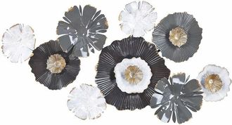Beliani Wandobjekt Blume POTASSIUM Metall 49 cm Grau