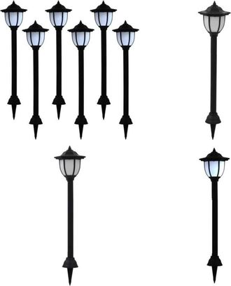 vidaXL Solar-Außenleuchten 6 Stk. LED Schwarz - LED Solarleuchte - Gartenbeleuchtung - Außenstehleuchte - Solar Lampen - Solarlaterne - Home & Living