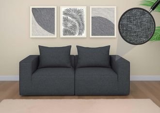 Mendler 2er-Sofa/Zubehör für Sofa HWC-O54, Couch 2-Sitzer Loungesofa, modular Stoff/Textil (300g/m²) 63x194x97cm - dunkelgrau