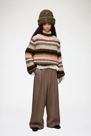 Ganni Rollkragenpullover mit Multistreifen gemischt