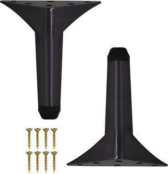 Generic Metallf&uuml;&szlig;e F&uuml;r Schr&auml;nke, 2 Dreieckige M&ouml;belf&uuml;&szlig;e Aus Edelstahl, Ersatzf&uuml;&szlig;e F&uuml;r Sofas, Betten Und Couchtische, Inklusive Befestigungsschrauben(Schwarz,1