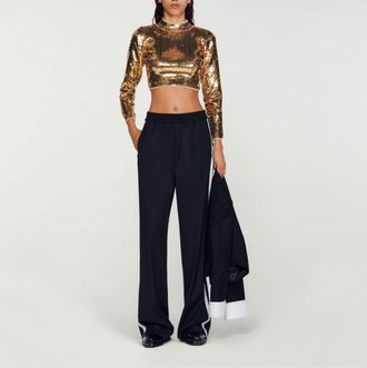 Sandro Kurzer Strickpullover mit Pailletten